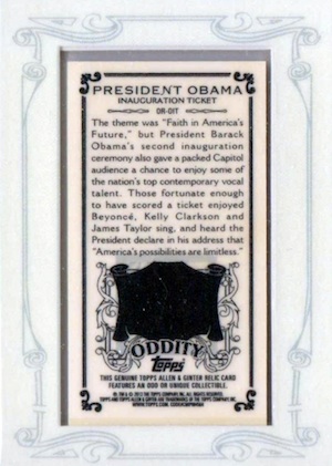 2013 Topps Allen & Ginter Baseball Oddity Relics