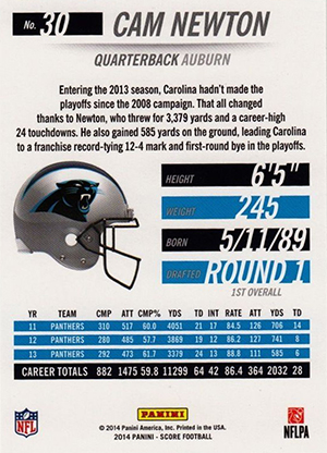 2014 Score Football Variation Short Prints Checklist, Guide