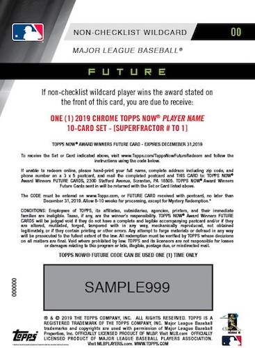 2019 Topps Now Future Award Winners Baseball Checklist, Details, Prizes
