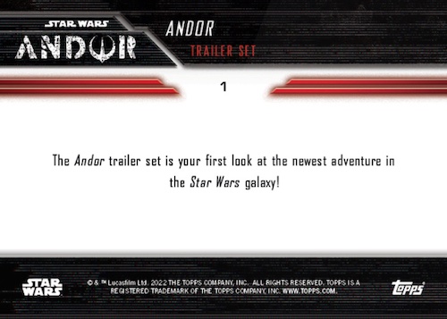 2022 Topps Star Wars Andor Trailer Checklist, Set Info, Print Runs